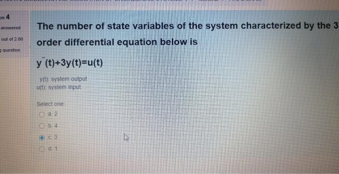 Solved The number of state variables of the system | Chegg.com