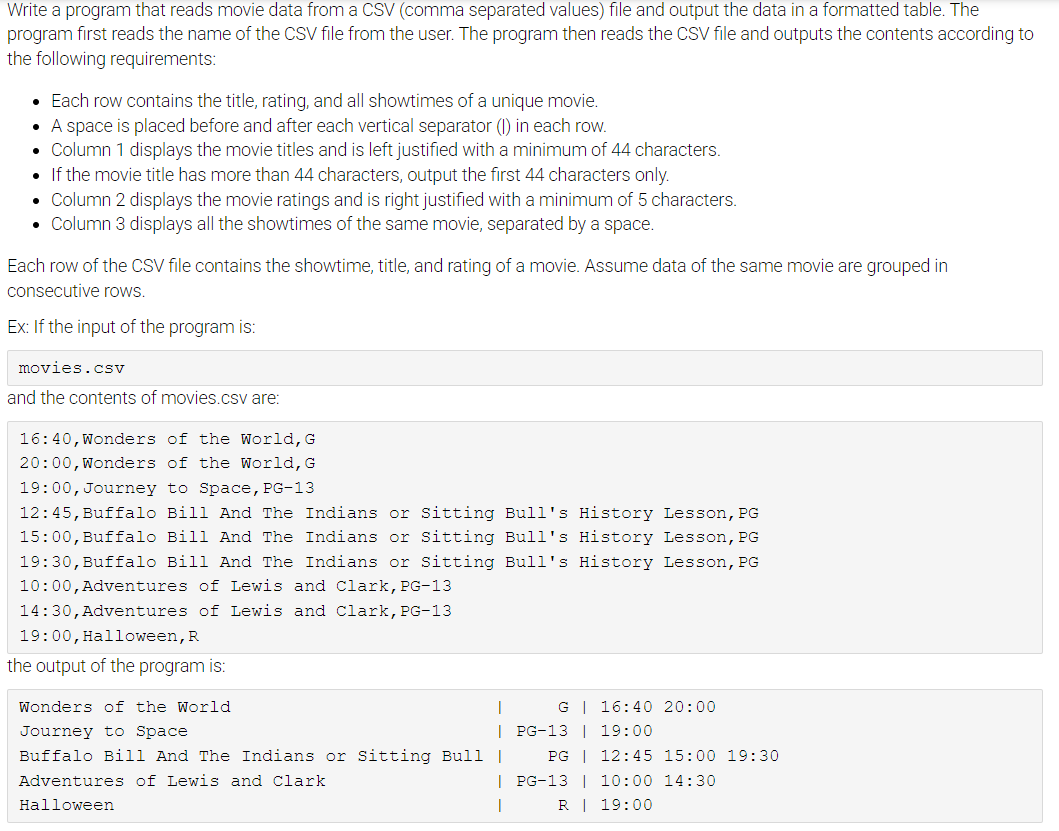 Solved I NEED THIS IN JAVA Write a program that reads movie | Chegg.com