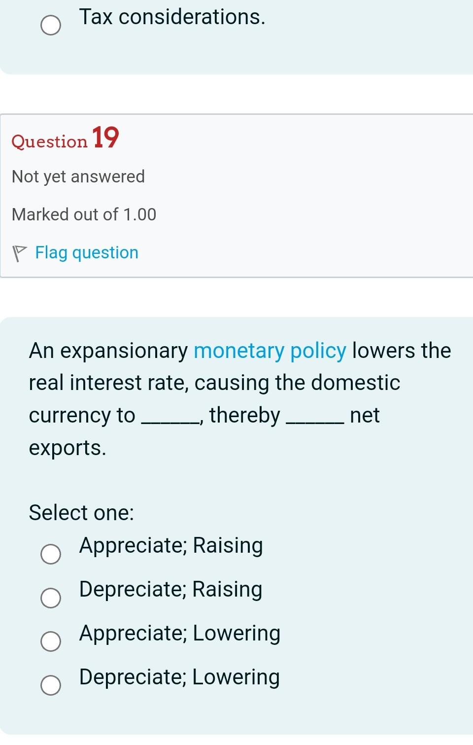 Solved Tax considerations. Question 19 Not yet answered | Chegg.com
