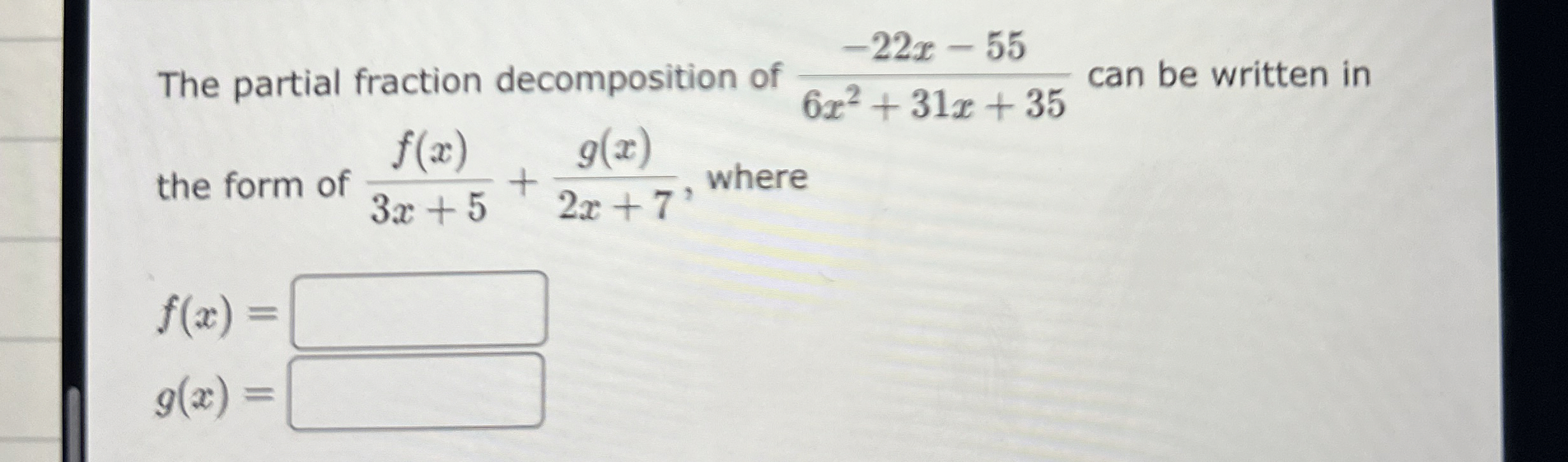 Solved The partial fraction decomposition of | Chegg.com