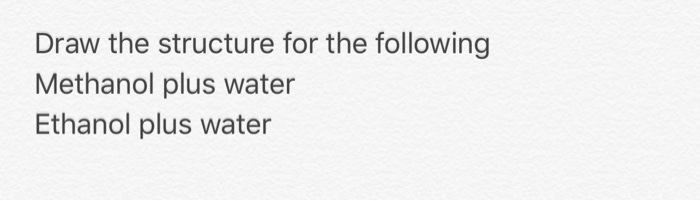 Solved Draw the structure for the following Methanol plus | Chegg.com
