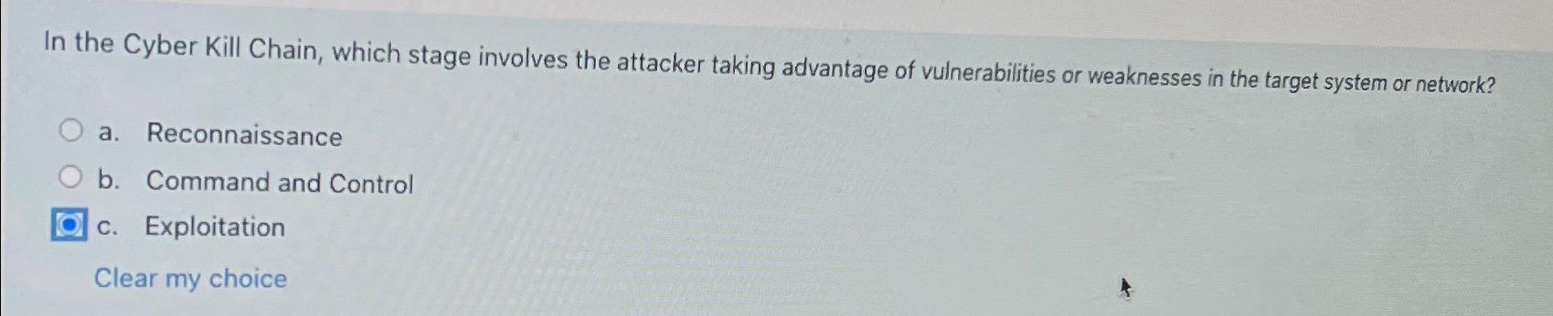 Solved In the Cyber Kill Chain, which stage involves the | Chegg.com