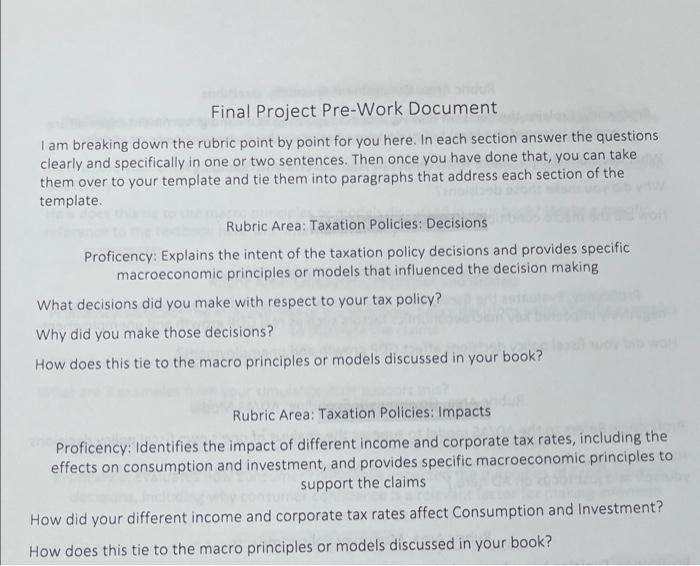 Solved Final Project Pre-Work Document I am breaking down | Chegg.com