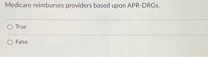 Solved Medicare reimburses providers based upon APR-DRGs. O | Chegg.com