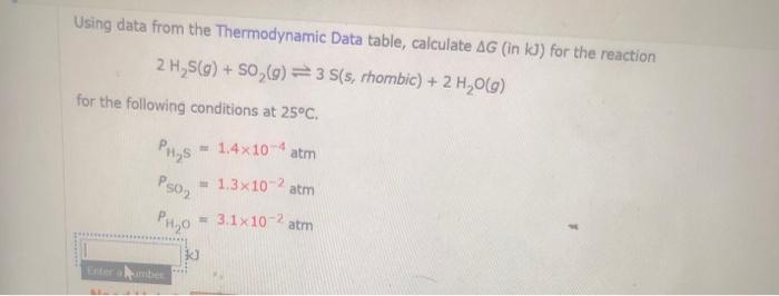 Solved Using data from the Thermodynamic Data table, | Chegg.com