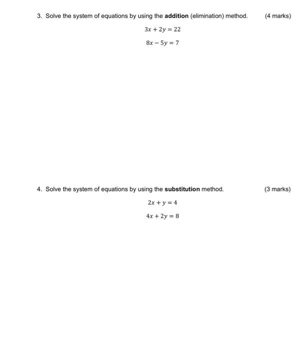 Solved 3. Solve the system of equations by using the | Chegg.com