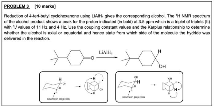 Solved Reduction of 4-tert-butyl cyclohexanone using LiAlH g | Chegg.com