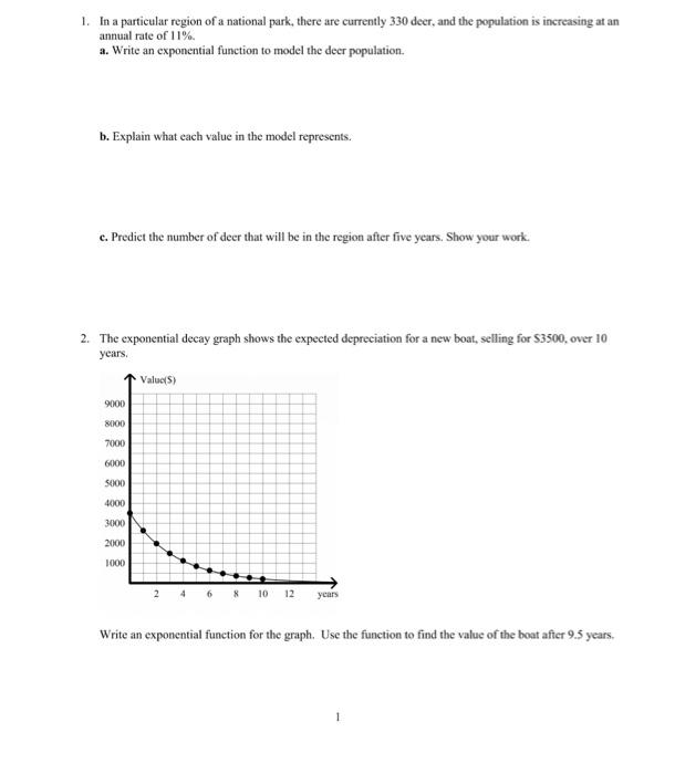 Solved 1. In a particular region of a national park, there | Chegg.com