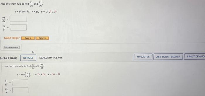Solved Use the chain rule to find ∂s∂z and ∂t∂z. | Chegg.com