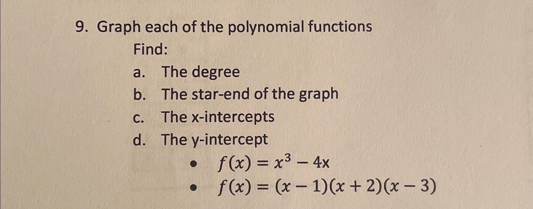Solved Graph each of the polynomial functionsFind:a. ﻿The | Chegg.com