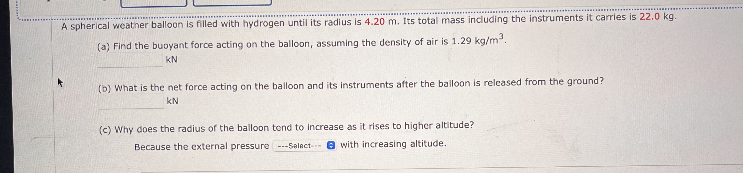 Solved A spherical weather balloon is filled with hydrogen | Chegg.com
