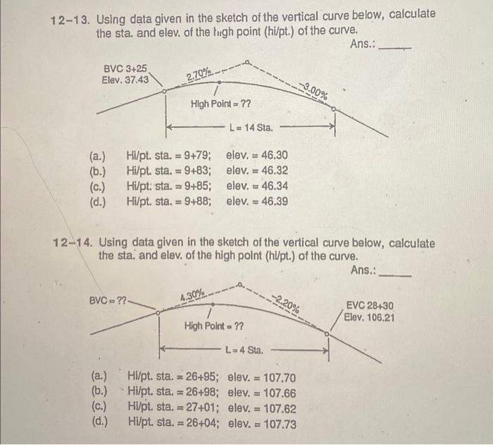 Solved 2-13. Using data given in the sketch of the vertical | Chegg.com