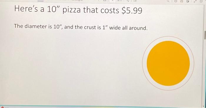 Solved area $ per in² area w/ cheese $ per in² area of crust | Chegg.com