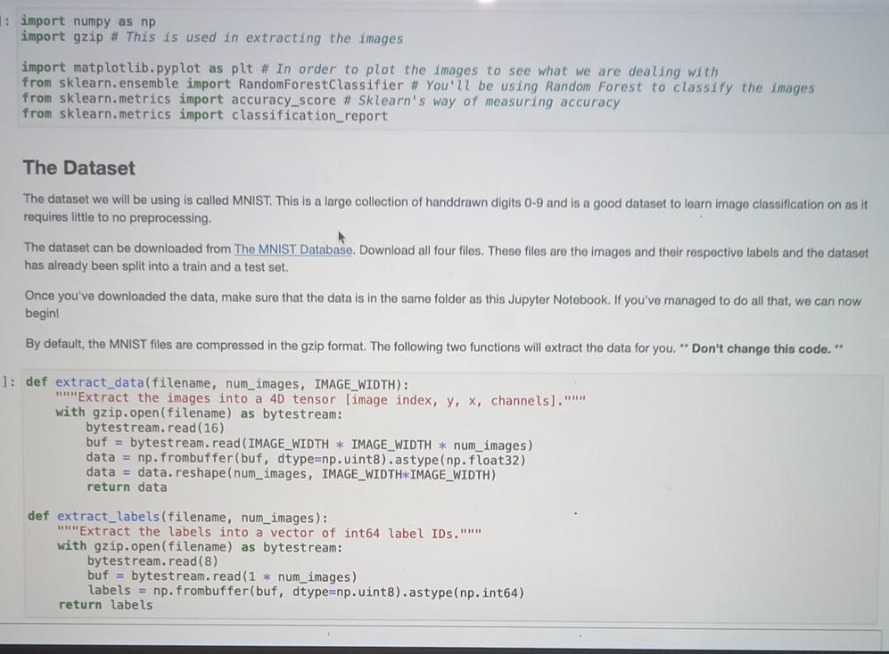 Solved 1 Import Numpy As Np Import Gzip This Is Used In Chegg