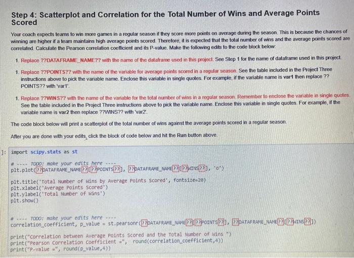 Solved Step 2: Scatterplot and Correlation for the Total | Chegg.com