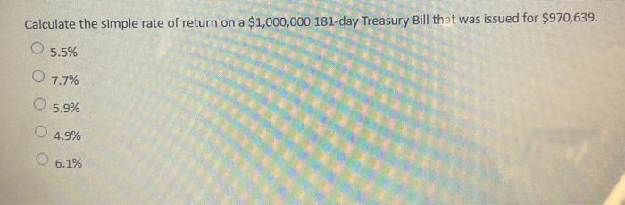 Solved Calculate the simple rate of return on a $1,000,000 | Chegg.com