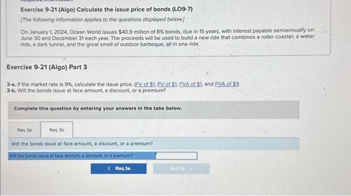 Solved Exercise 9-21 (Algo) Calculate the issue price of | Chegg.com