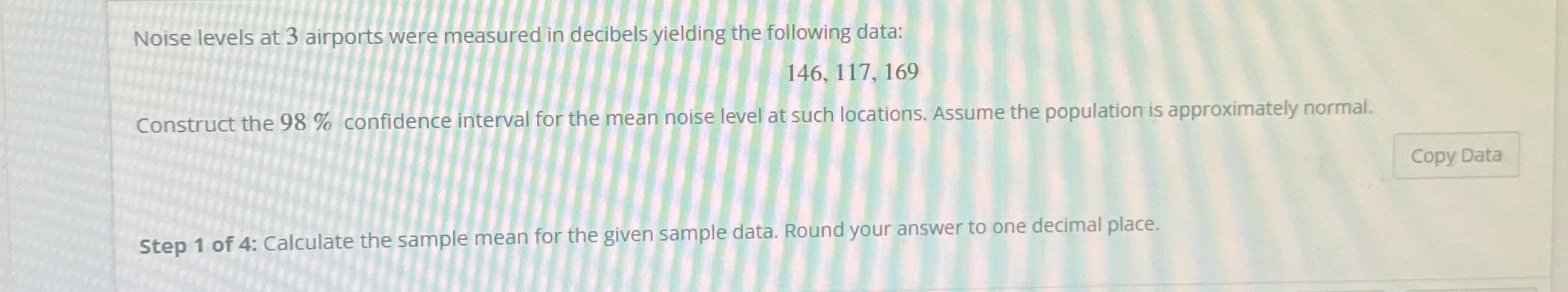 Solved Noise levels at 3 ﻿airports were measured in decibels | Chegg.com