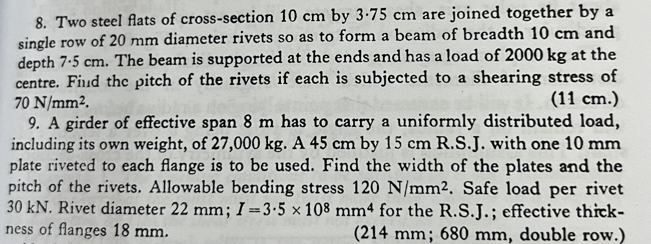 Solved Two steel flats of cross-section 10cm ﻿by 3.75cm ﻿are | Chegg.com