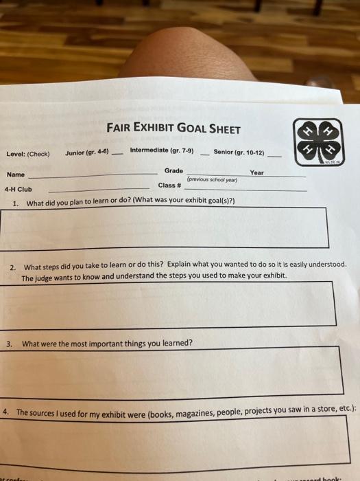 Solved For 4-H doing a goal sheet on parliamentary procedure | Chegg.com