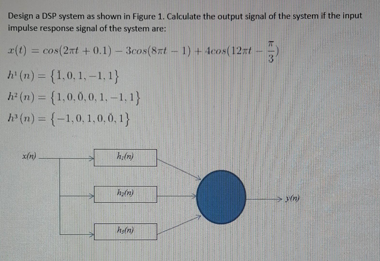 Design a DSP system as shown in Figure 1. Calculate | Chegg.com
