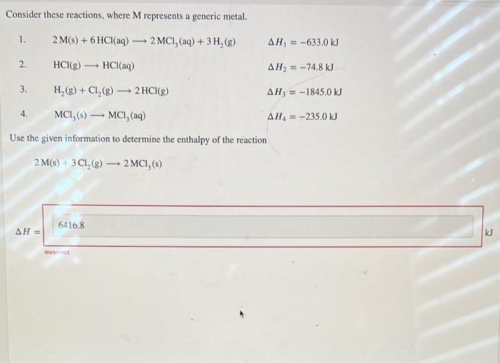 Solved Consider these reactions, where M represents a | Chegg.com