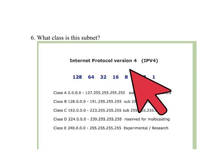 Solved 6. What class is this subnet? | Chegg.com