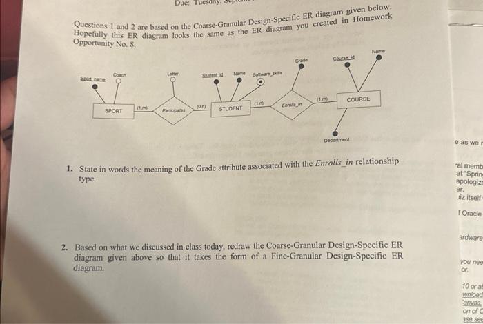 Solved Questions 1 and 2 are based on the Coarse-Granular | Chegg.com