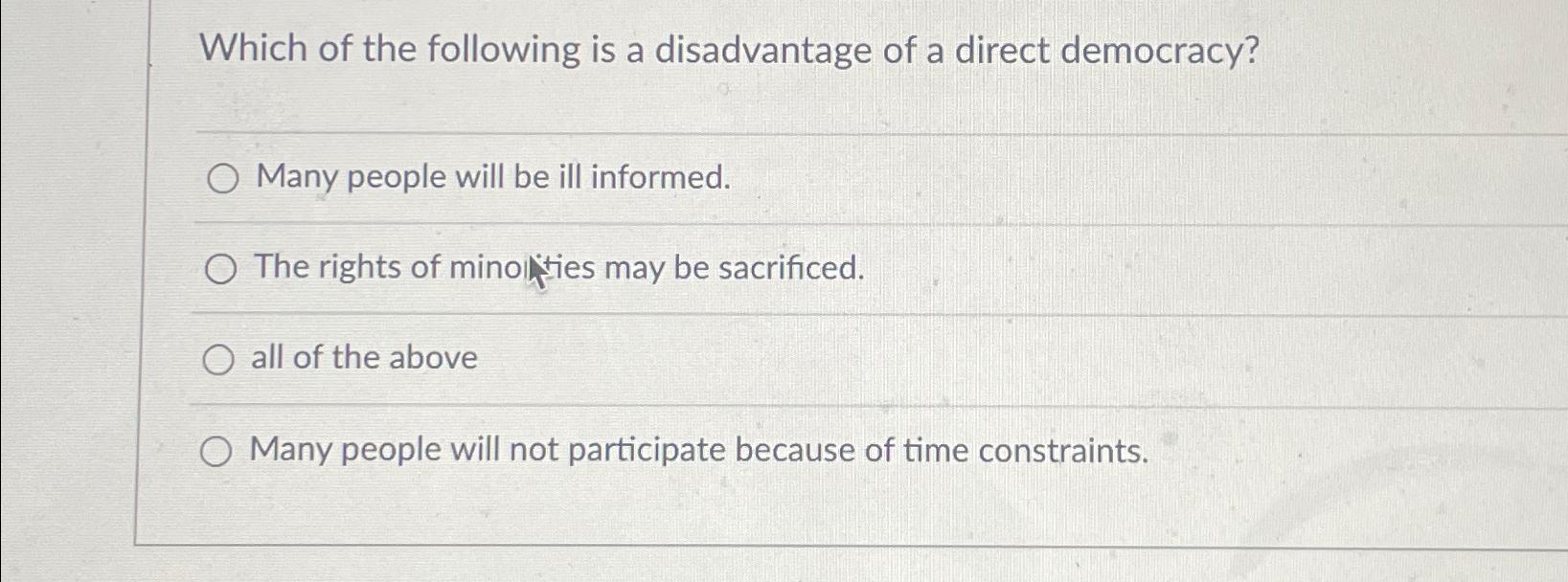 Solved Which of the following is a disadvantage of a direct | Chegg.com