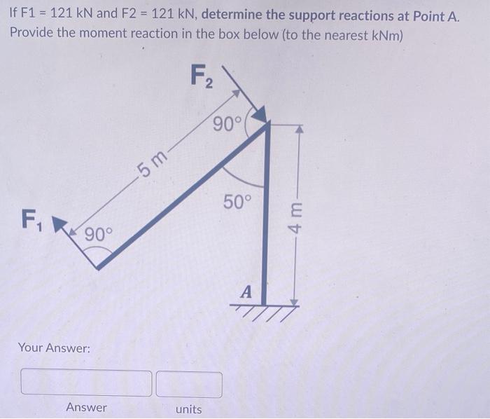 Solved If F1=121kN and F2=121kN, determine the support | Chegg.com