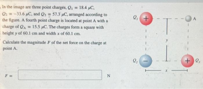 Solved In the image are three point charges, Q1=18.4μC, | Chegg.com