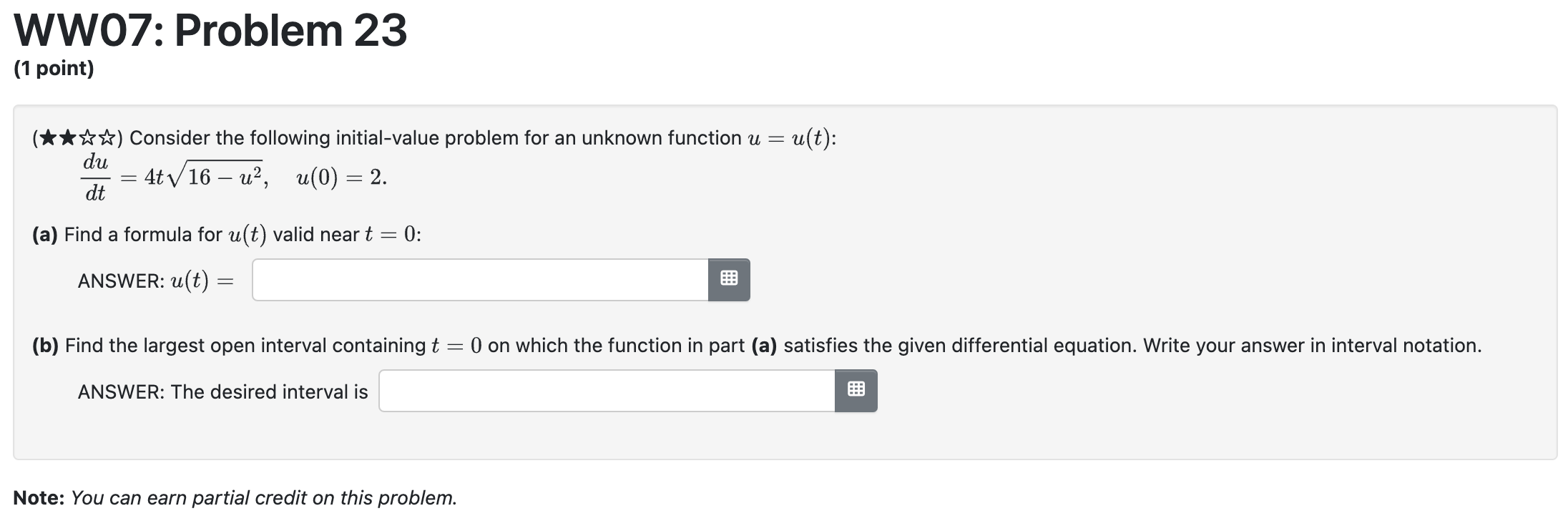 Solved WW07: Problem 23(1 ﻿point)(******ℏ~~) ﻿Consider the | Chegg.com