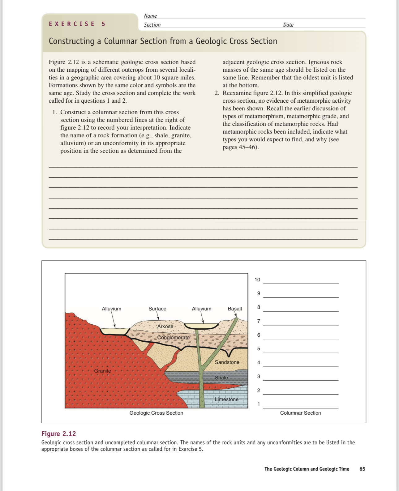 Solved EXERCISE 5NameSectionDateConstructing a Columnar | Chegg.com