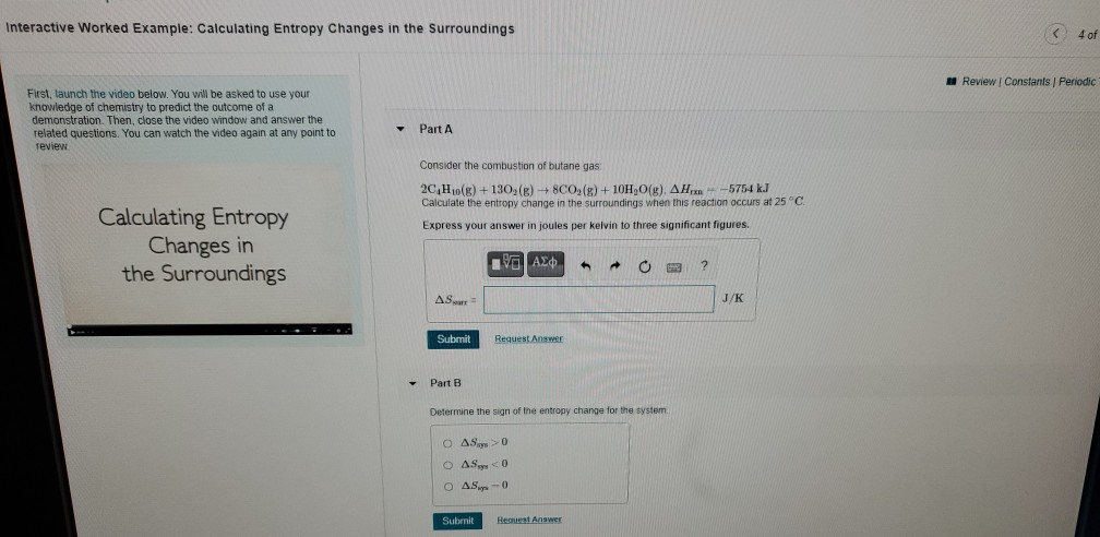 Solved Interactive Worked Example: Calculating Entropy | Chegg.com