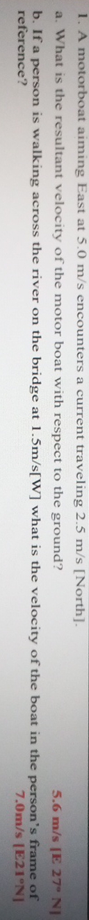 Solved A motorboat aiming East at 5.0ms ﻿encounters a | Chegg.com