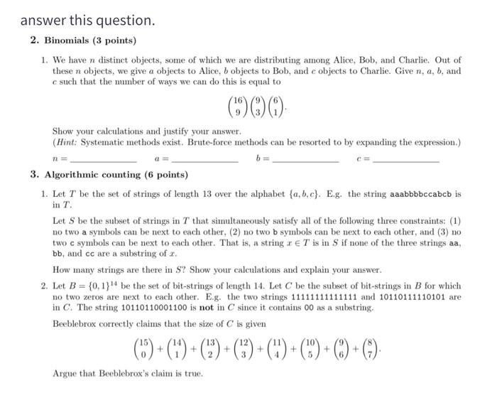 1. We have n distinct objects, some of which we are | Chegg.com
