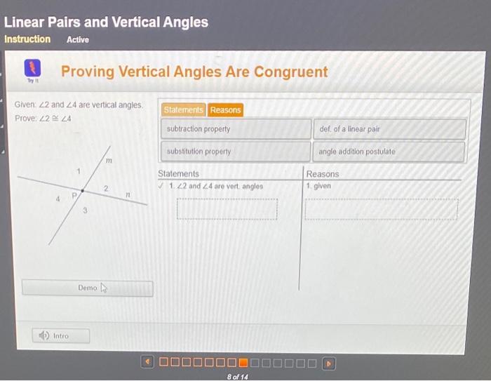 Solved ह. Proving Vertical Angles Are Congruent Given ∠2 and | Chegg.com