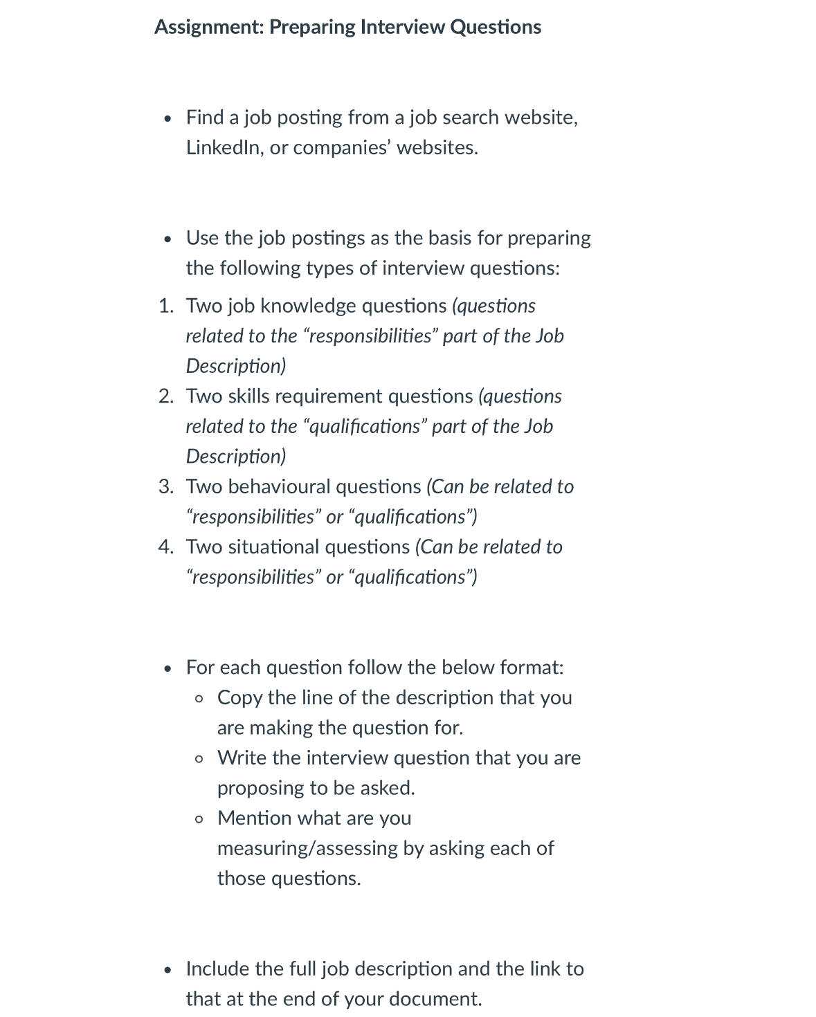 Solved Assignment: Preparing Interview QuestionsFind a job | Chegg.com