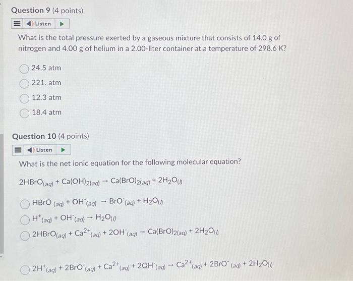 Solved What is the total pressure exerted by a gaseous | Chegg.com
