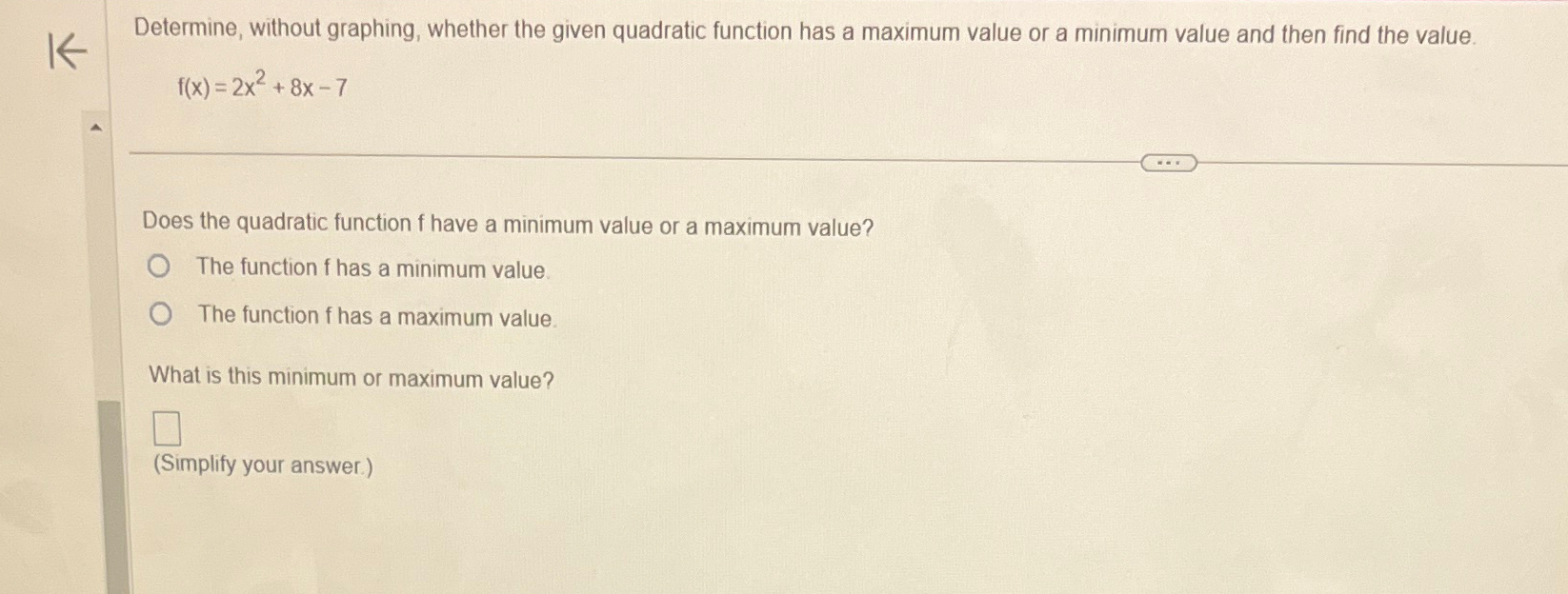 Solved Determine, without graphing, whether the given | Chegg.com