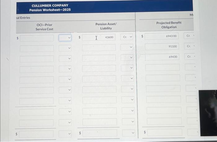 Solved Prepare a pension worksheet inserting January 1, | Chegg.com