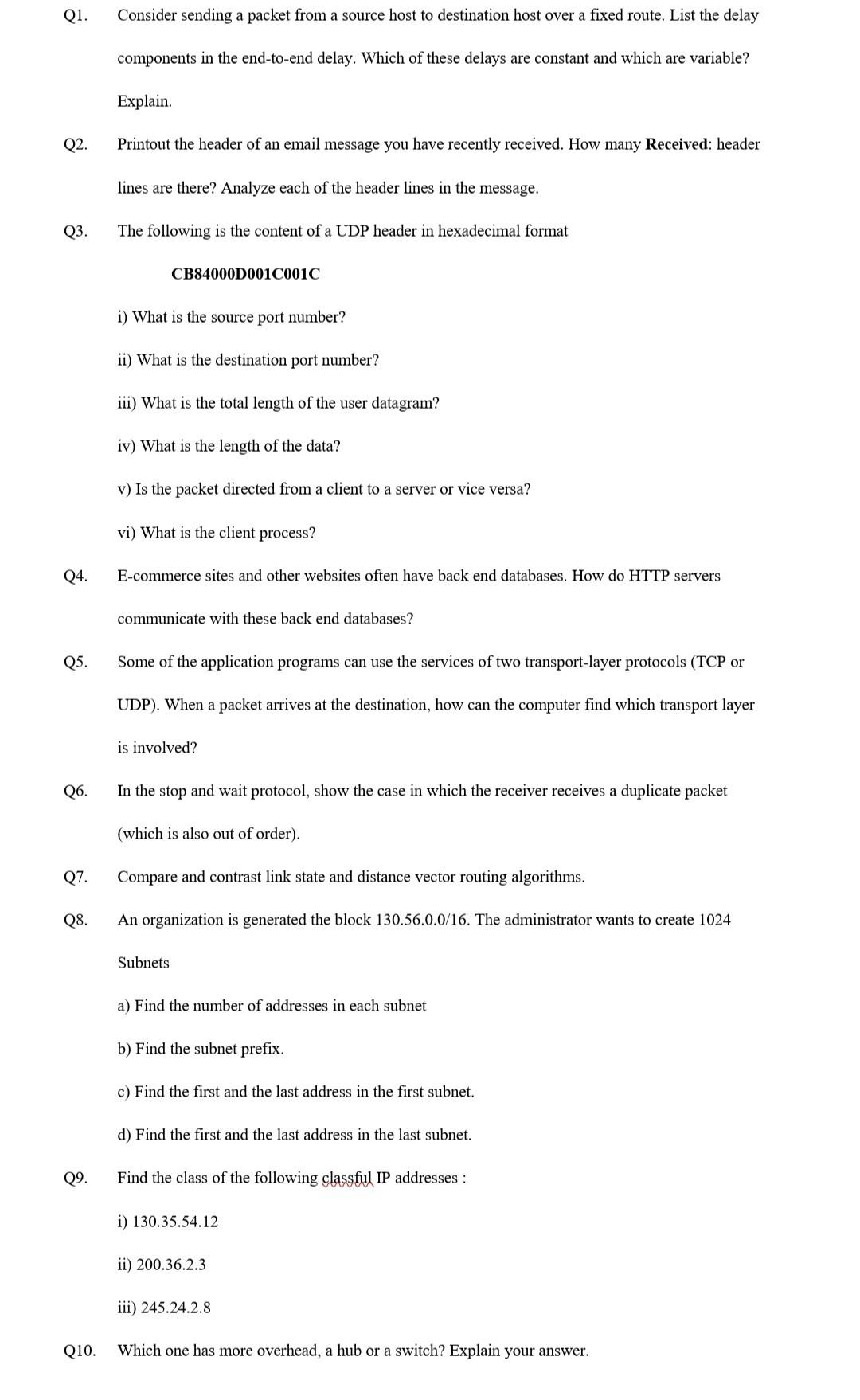 Solved Q1. Consider sending a packet from a source host to | Chegg.com