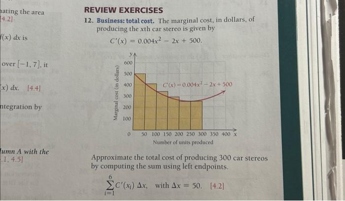 Solved REVIEW EXERCISES 4.2] 12. Business: total cost. The | Chegg.com