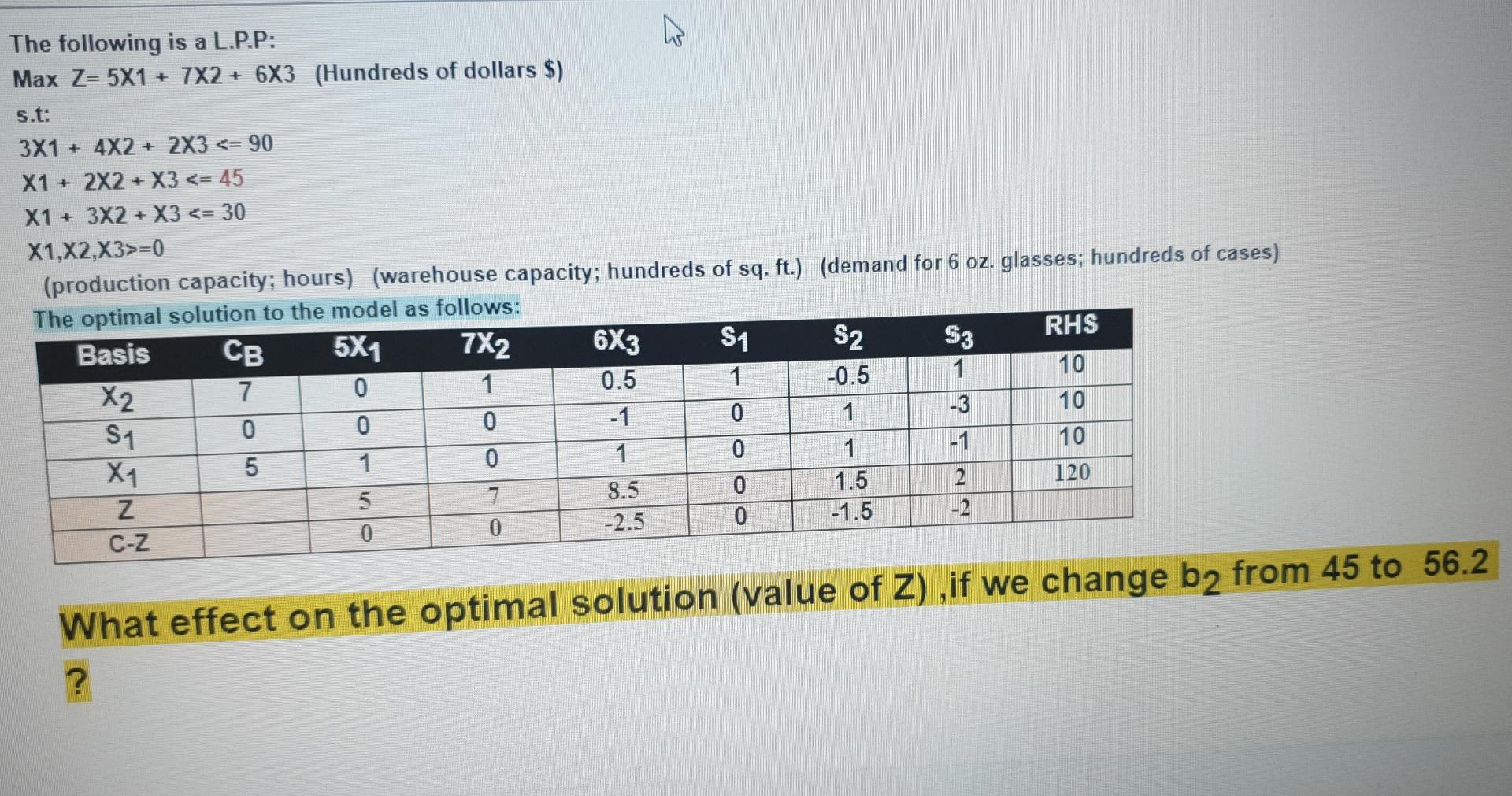 Solved B The following is a L.P.P: Max Z= 5X1 + 7X2 + 6X3 | Chegg.com
