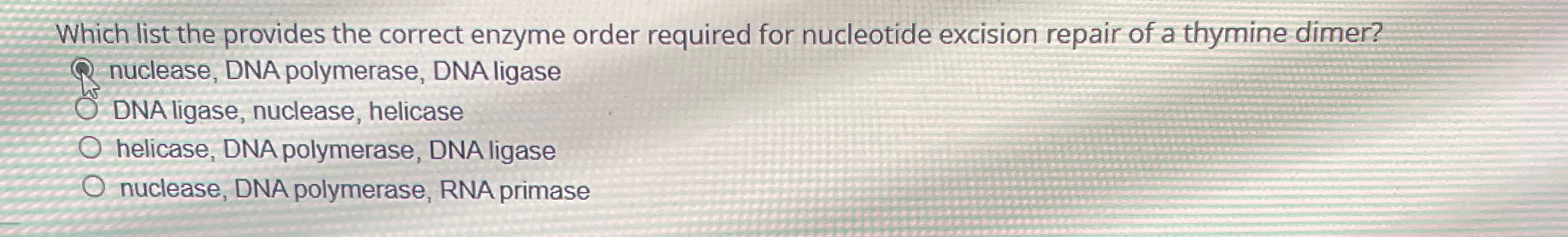 Solved Which list the provides the correct enzyme order | Chegg.com