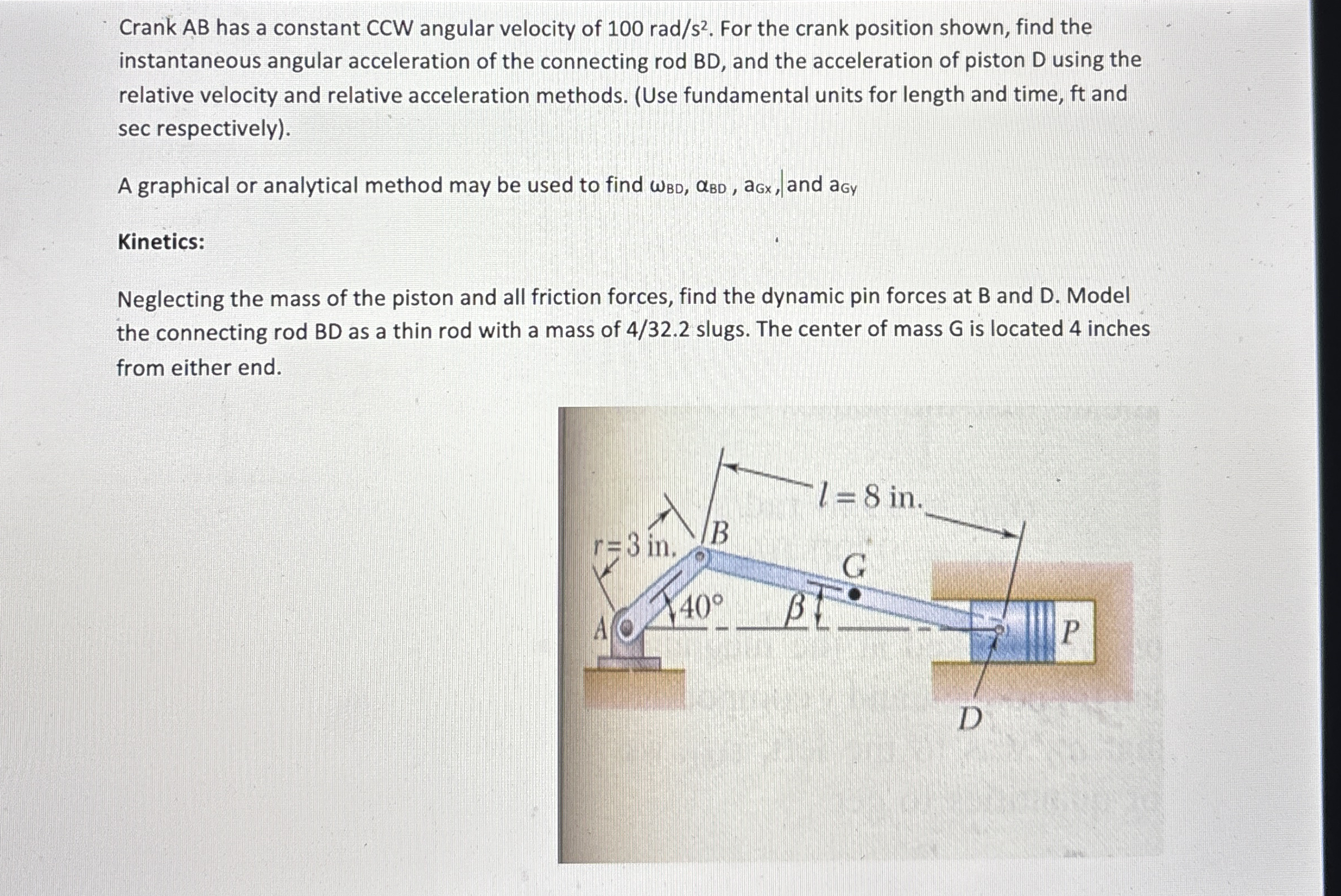 Solved Crank AB ﻿has a constant CCW angular velocity of | Chegg.com