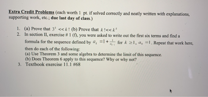 Solved Extra Credit Problems (each worth 1 pt. if solved | Chegg.com