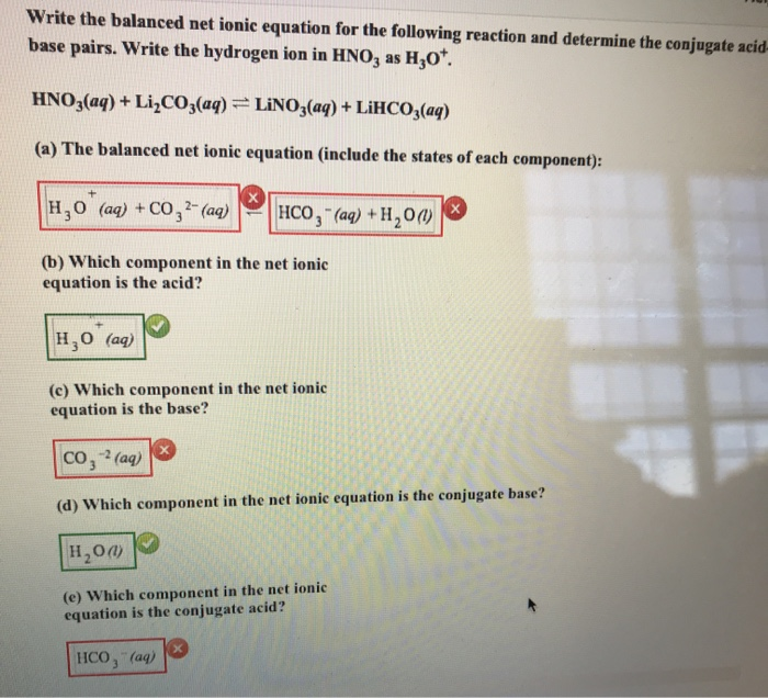 Solved write the balanced net ionic equation for the | Chegg.com