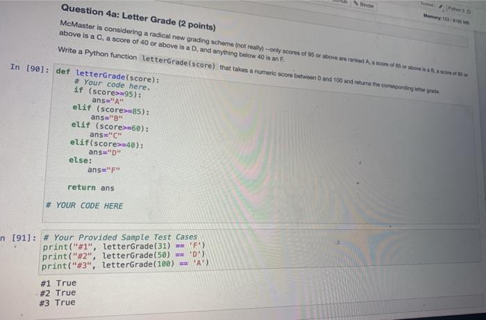 Solved Question 4a: Letter Grade (2 points) McMaster is | Chegg.com