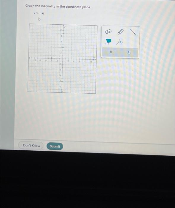 Graph the inequality in the coordinate plane. x>−6 | Chegg.com